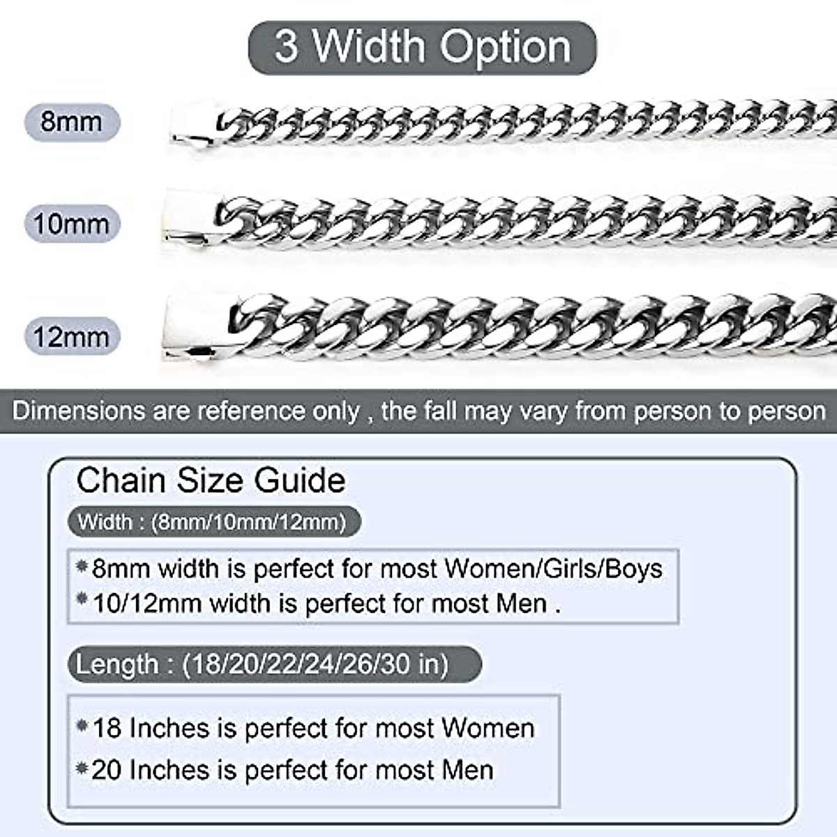 Krfy Silver Chain for Men Boys 18K Gold Plated 316L Stainless Steel Miami Cuban Link Chain for Women 10mm Diamond Cut Mens Chunky Thick Cuban Link Chain Necklace 20 Inches