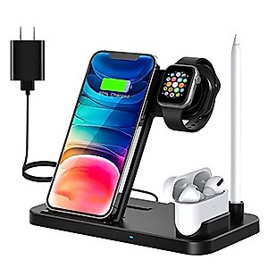 Wireless Charging Station - 4 in 1 Wireless Charger Charging Stand Compatible with iPhone 14 Plus Pro max 13 Pro max 12 Pro max SE 11pro X XR Xs Max 8 Plus - Apple Watch Series AirPods 1 2 3 Pro