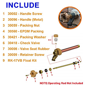 Ezbzyz RK-17MH Repair Kit Metal Handle Repair Kit Replacement Part for Woodford Model 17 Outdoor Faucet, Prevent Leaking Frost-Proof (12 Pcs)