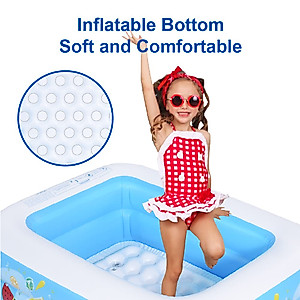 Kiddie Pool, 60"×41"×18" Inflatable Pool with Inflatable Soft Floor, Cool Summer Swimming Pool for Kids and Family, Blow Up Pool for Backyard, Garden, Indoor, or Outdoor