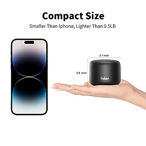 Bobtot Portable Bluetooth Speakers with Strap Easy to Carry, Wireless IPX5 Waterproof Mini Speaker with Loud Stereo Sound, 20 Hours Playtime, Rechargeable Battery, Built-in Microphone, Black