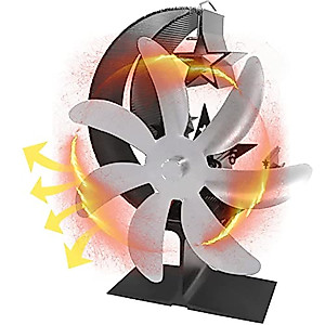 7 Blades Wood Stove Fan, Non Electric Wood Stove Fans, Stove Fan for Wood Burning, Dual Head Wood Burner Fans, Log Burner Fan for Wood burner Stove Top Eco-Friendly Silent Operation Multi Burners