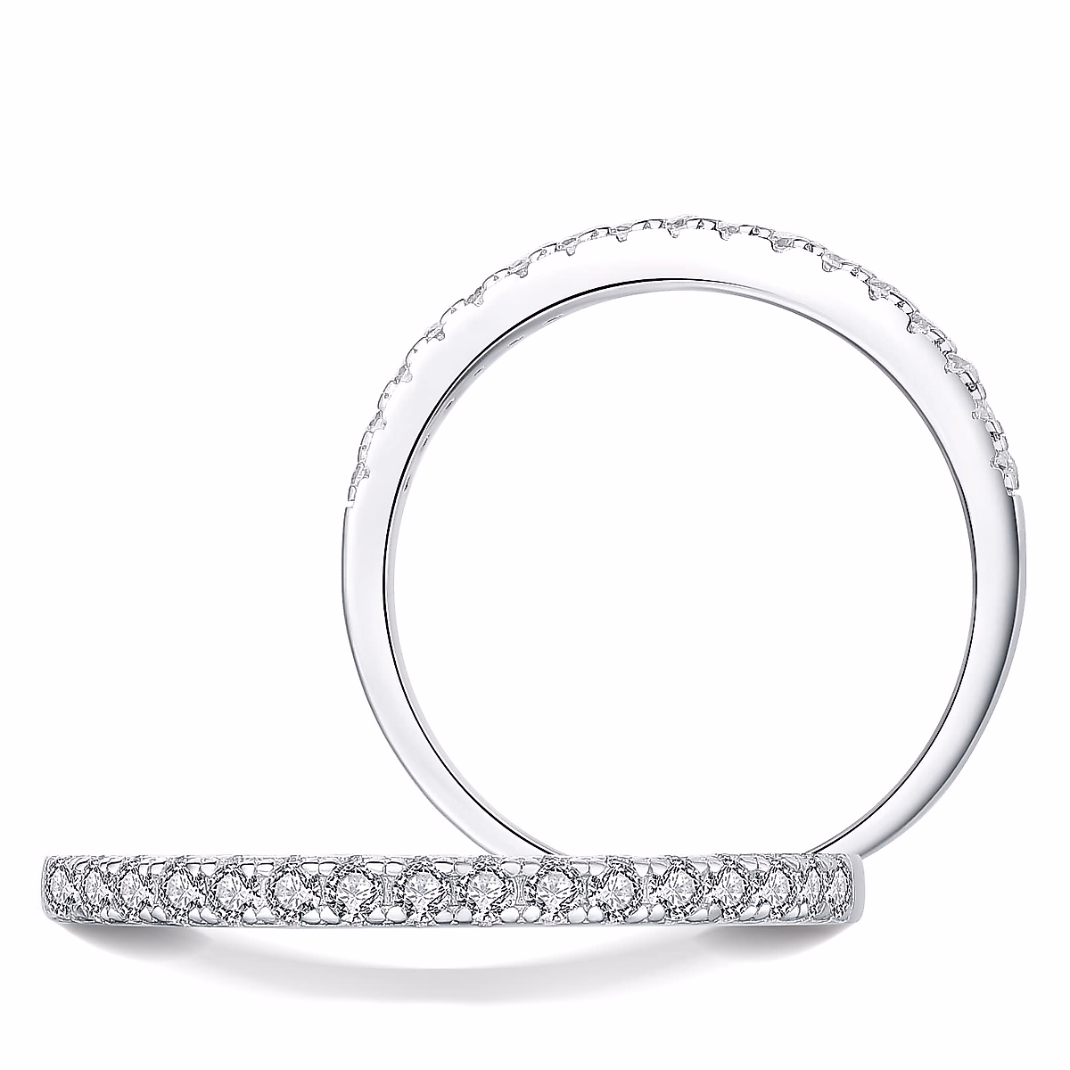 CHIRENMA Moissanite Wedding Band Ring for Women in 925 Sterling Silver Eternity Anniversary Stackable Wedding Ring Size 5-9 (style 3, 8)