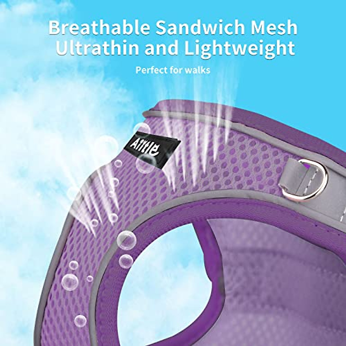 AIITLE Pet Supply No Pull, Step in Adjustable Dog Harness with Padded Vest for All Weather, Easy to Put on Small and Medium Dogs Purple S