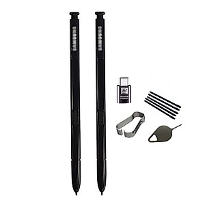 HQB-Star 2PCS Stylus Pen for Samsung Galaxy Note 8 Note8 N950 N950F N950FD N950U Stylus Touch S Pen Replacement +Tips/Nibs+Eject Pin+Micro USB to Type C Adapter Black
