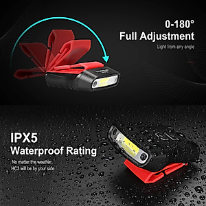 klarus HC3 Rechargeable Motion Sensor Cap Visor Light - 100 Lumens COB LED Clip on Hat Light - Headlamp Flashlight with Red Light for Fishing Running Camping Reading