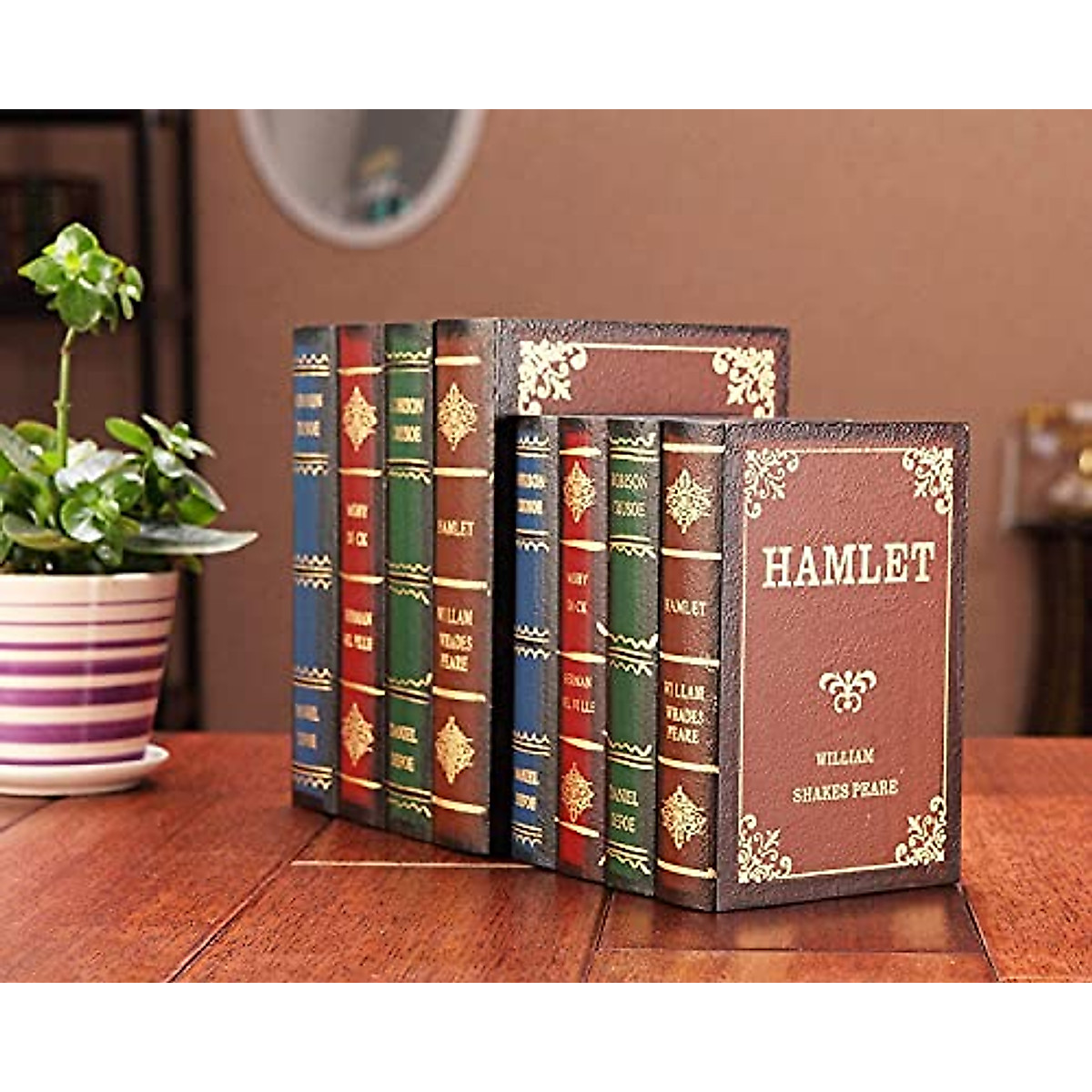 B&S FEEL Wooden Antique Book Box, Set of 2