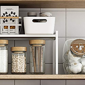 ideaglass Countertop Organizer, Cupboard Stand Spice Rack, 20" Cabinet Pantry Shelf, Organization and Storage for Kitchen Bathroom, Metal Plate Milky White