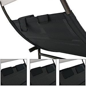 Double Rocking Chaise Lounge Bed with Canopy and Pillows - Black