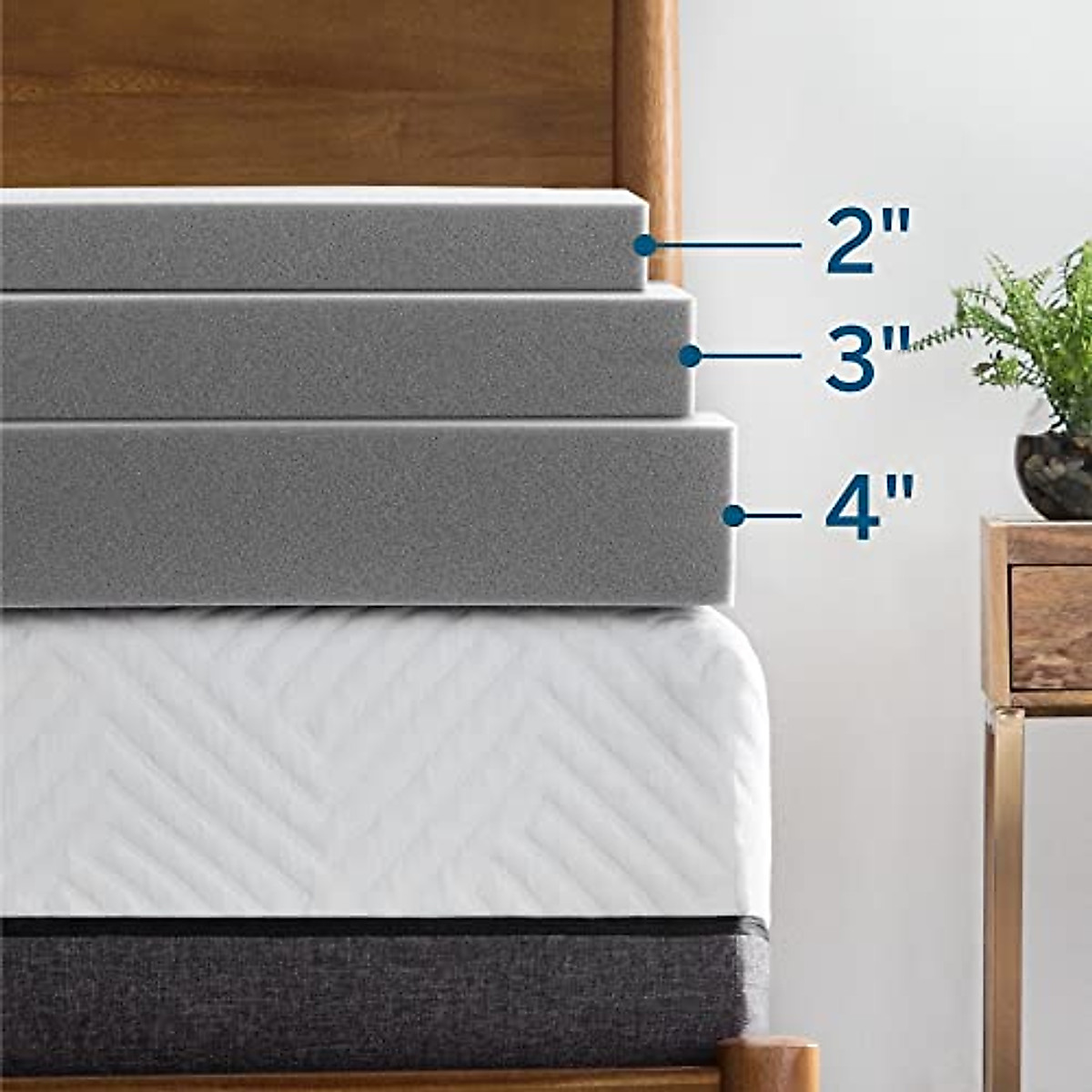 Lucid 2 Inch Mattress Topper Queen – Memory Foam – Bamboo Charcoal Infusion – Cooling Ventilation – Hypoallergenic – CertiPur Certified Foam