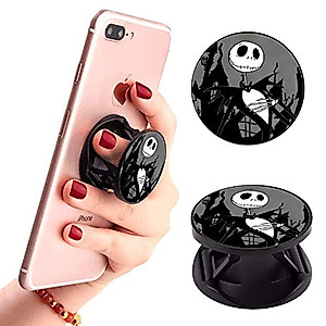 Cell Phone Finger Stand Holder, Jack Skellington Grip Foldable Phone Mount Expanding Kickstand Compatible with All Tablets and Smartphones