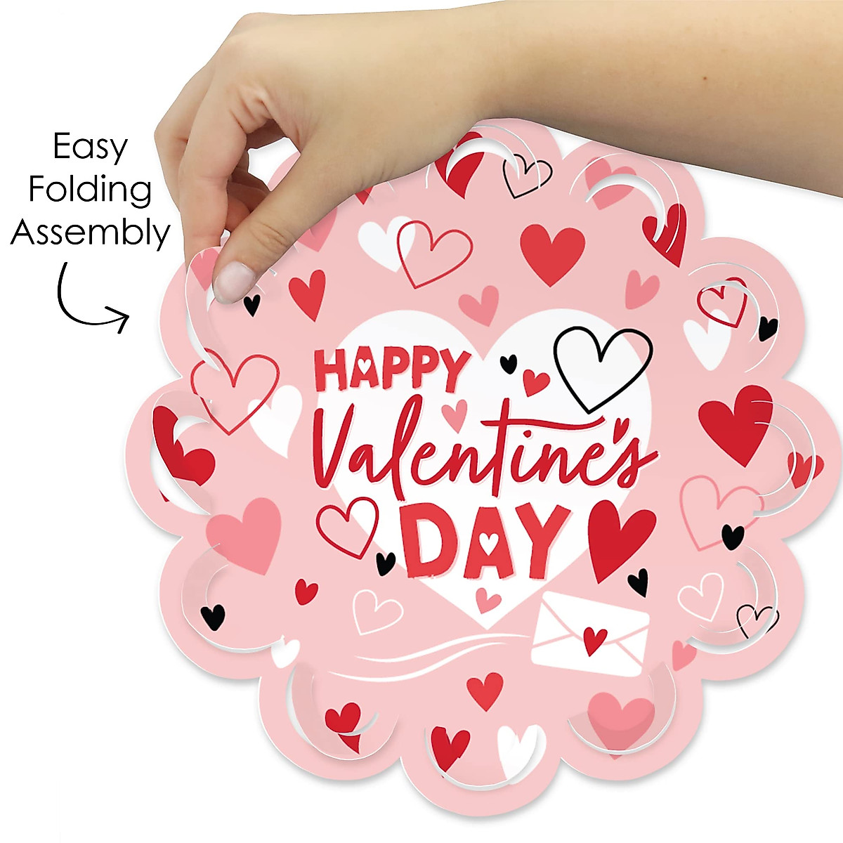 Big Dot of Happiness Happy Valentine’s Day - Valentine Hearts Party Round Table Decorations - Paper Chargers - Place Setting for 12