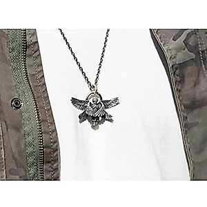 TOKZON Angel Amulet Necklace, Angel Pendant Necklace Angel Wings Amulet, Seraphim Pray Pendant, for Men and Women-Silver