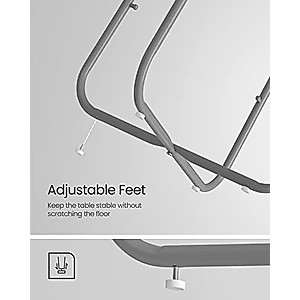 VASAGLE Small Round Side End Table, Modern Nightstand with Fabric Basket, Dove Gray, Classic White