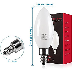 TORCHSTAR Dimmable E12 LED Candelabra Bulb, UL Listed, 60W Equivalent Chandelier Light Bulbs, 550lm, LED Filament Candle Bulb C11, Frosted Glass Ceiling Fan Light Bulbs, 2700K Soft White, Pack of 6
