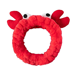 GK-O Creative Face Wash Hair Band Cute Cartoon Crab Headband Cute Funny Hair Hoop (Red)