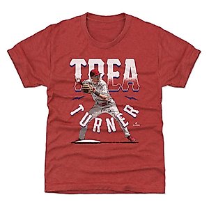 500 LEVEL Trea Turner Youth Shirt (Kids Shirt, 14-16Y X-Large, Tri Red) - Trea Turner Philadelphia Bold WHT