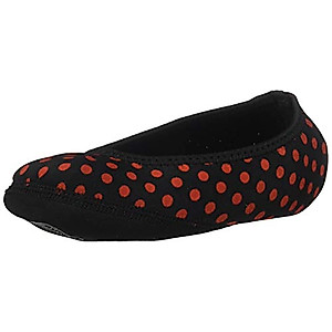 Nufoot Ballet Flats Women's Shoes Foldable & Flexible Flats Slipper Socks Travel Slippers & Exercise Shoes Dance Shoes Yoga Socks House Shoes Indoor Slippers Black with Red Polka Dots Small