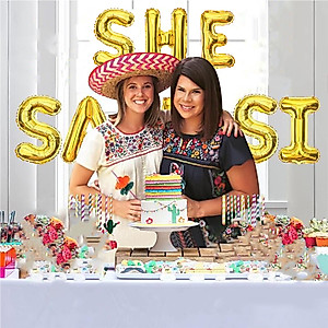 She Said Si Balloons Banner Fiesta Bachelorette Party Decorations Gold for Mexican Fiesta Engagement Wedding Bridal Shower Proposal Party Supplies