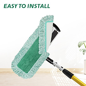 Dust Mop Pads for Rubbermaid Commercial Microfiber Dust Mop - 18 inch Mop Head Replacement with Fringe - Reusable Wet & Dry Cleaning Flat Mop System 18" 17" Refill for Multi-Surface Floor - 4 Pack