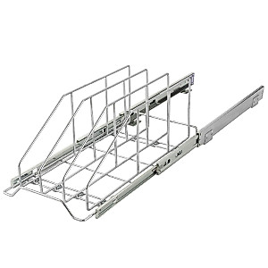 OCG Pull Out Cabinet Organizer for Cookie Sheet Cutting Board Bakeware and Tray, Slide Out Kitchen Cabinet Organizer 11" W x 21" D, Chrome