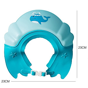 BORNINX Baby Shower Cap Silicone Bathing Hat Hair Washing Hat Waterproof Shampoo hat .Adjustable Shower Cap for Toddler Children（Seawater Blue，Head Circumference 15-24inch）