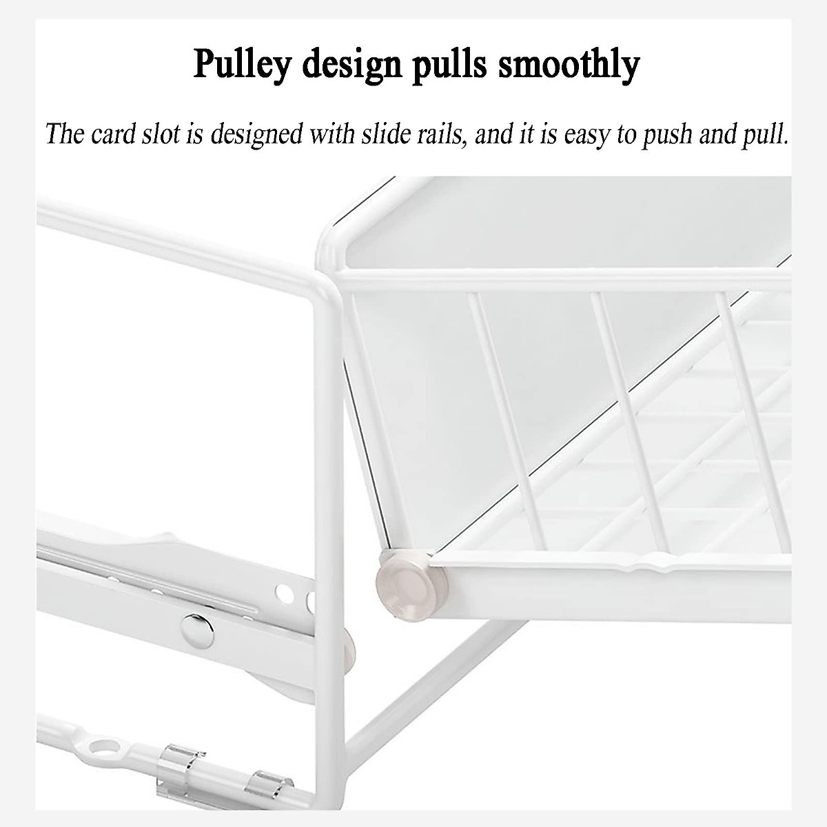 LEAYAN Under Sink Storage Storage Shelf for Bathroom Kitchen, Sliding Under Cabinet Organizer for Bathroom Kitchen Pull Out Drawer Under Cabinet Shelf Under Sink Rack Shelf, White 40.2x30x21.3cm