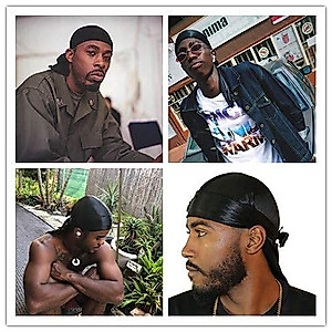 3PCS Silky Durags Pack for Men Waves, Satin Doo Rag, Award 1 Wave Cap,G