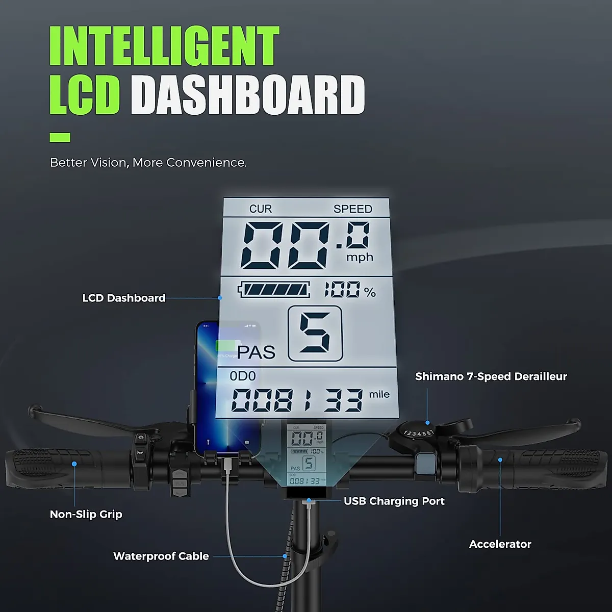 isinwheel D4 Electric Bike Adults with Peak 750W Motor, 20" x 4.0 Fat Tire Foldable Electric Bicycle, 48V 15AH Removable Battery and Dual Suspension System E-Bike for Beach Mountain, Shimano 7-Speed