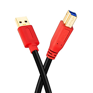 Tan QY USB 3.0 Cable A Male to B Male 20Ft, Type A to B Male Compatible with Hard Disk Drive,Printers,Scanner,USB Hub,Monitor and More (6m/20Ft)
