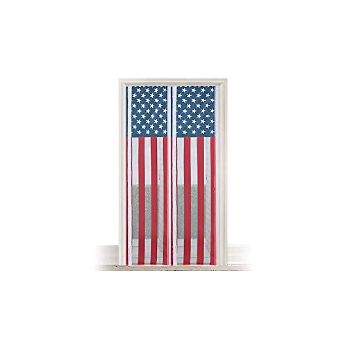 Patriotic American Flag Pattern Quick Install Mesh Magnetic Screen 40” x 85.5” - Helps Keep Bugs & Insects Out - Perfect for Single Doors Leading to Your Porch or Patio - Folds for Easy Storage