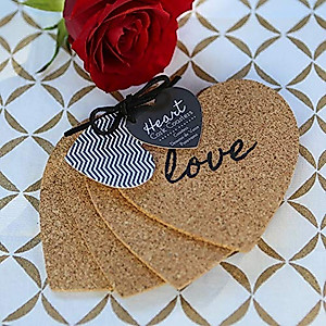 Kate Aspen Heart Cork Coasters, Set of 4