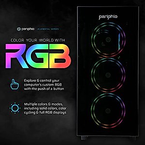 Periphio Terra Prebuilt Gaming PC - AMD Radeon Vega 8 Graphics | Ryzen 7 5700G (4.6GHz Turbo) | 1TB M.2 NVMe SSD | 16GB DDR4 RAM | Windows 10 Gaming Desktop Computer | WiFi + BT