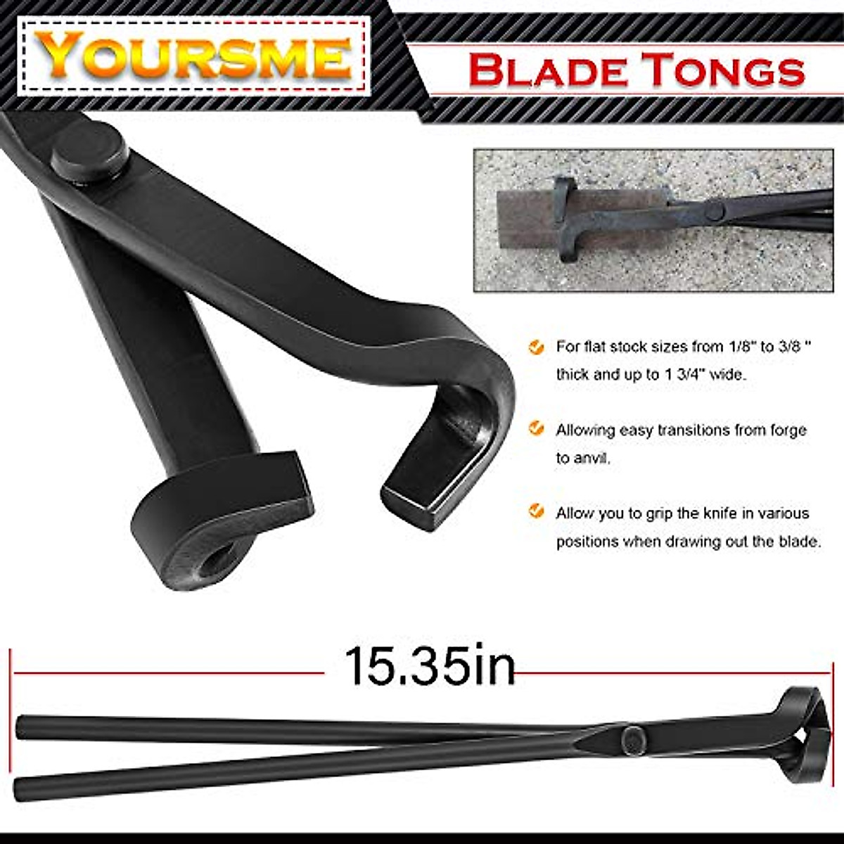 Blacksmith Tongs Tools Set Knife Making Tongs Includes V Bit Tongs, Flat Jaw Tongs, Wolf Jaw Tongs & Blade Tongs (4 Piece)