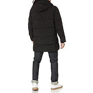 Calvin Klein Men's Long Stretch Puffer Jacket, Ebony, Large