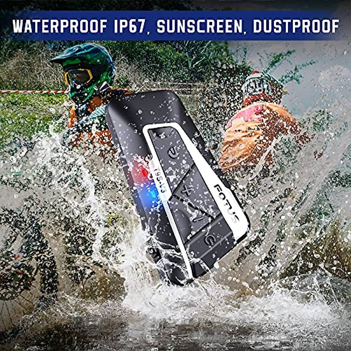 MECHAZER Motorcycle Bluetooth 5.0 Headset with Music Playing, Helmet Bluetooth Intercom with Noise Cancellation/FM Radio, 3-Ways Communication Within 1400m for Snowmobile 2Sets