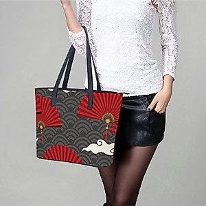 Womens Handbag Fans And Clouds Leather Tote Bag Top Handle Satchel Bags For Lady