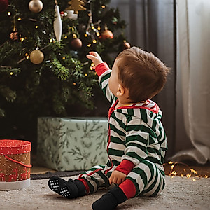 Baby Booties 6-12 Months Unisex Cozy Fleece Newborn Booties Non-Slip Newborn First Walkers Shoes Toddler Slippers for Baby Boys & Baby Girls Gifts, Black