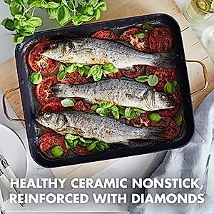 GreenPan Reserve Healthy Ceramic Nonstick Roasting Pan, 13" x 16", Black