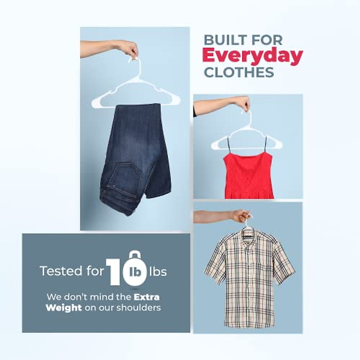 Neaties White Plastic Clothes Hangers | 15 30 45 60 100 150 200 Pack Available | Plastic Closet Hangers | Non-Slip Heavy Duty Hangers Plastic, Slim Adult Closet Hangers Notched (30 Pack)