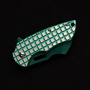 MASALONG kni215 Ultra Mini Folding Pocket Knife D2 Blade, TC4 Titanium Handle folding knife (green)