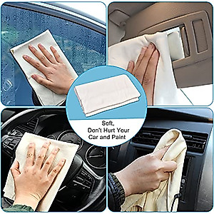 2-Pack Chamois Cloth for Car 35''x 24'' Fast Drying Pad Towel Natural Shammy Towel Real Leather Sheepskin Washing Cloth Cleaning Towel Car and Precision Instruments Multipurpose Wipes Natural Shape