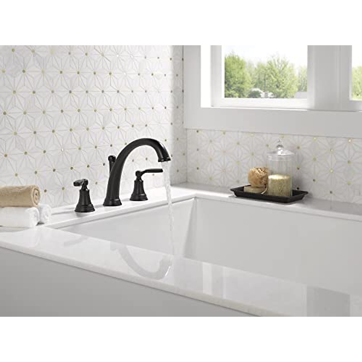 Delta Faucet T2732-BL Woodhurst Roman Tub, Matte Black