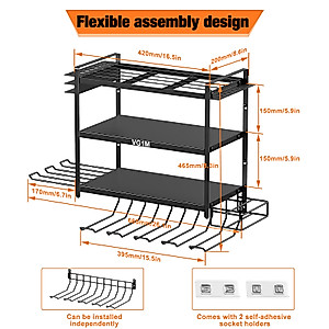 VG1M Power Tool Organizer Wall Mount,Drill Storage Rack Wall Mount,4 Layers Cordless Drill Holder,6 Drill Holder Wall Mount and Garage Racks for Storage,Iron,Black