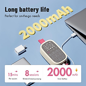 Phanpy E-Rosy Ultra-Light Wearable Hands Free Breast Pump, 3 Modes 8 Levels, High Performance Touch Screen with Lock Screen 40db Low Noise, 24 mm Flange and 20mm Insert Included