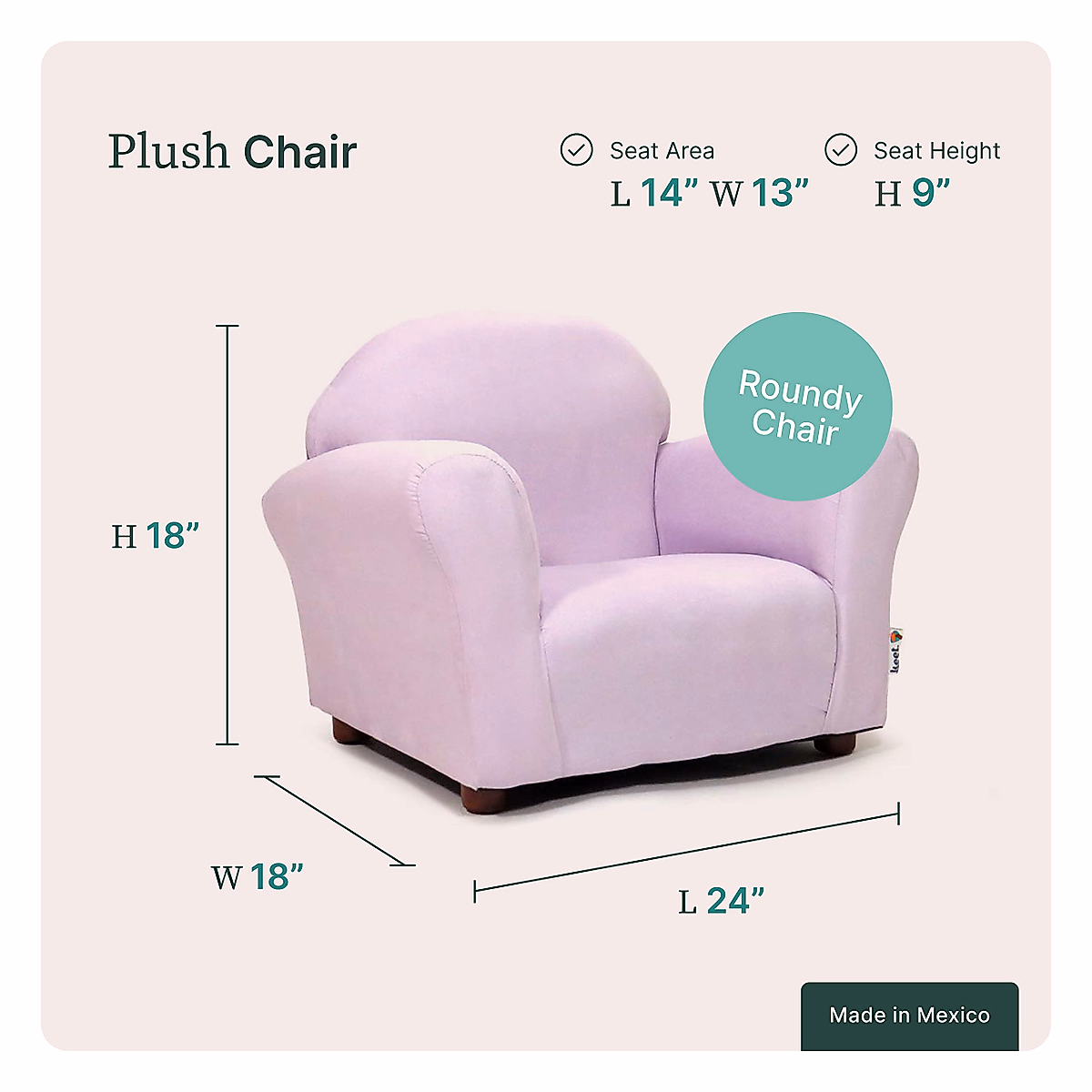 Keet Plush Children Chair, 2-5 Years Old, Lavender
