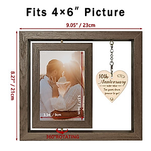 EYITUPC 10 Year Anniversary Picture Frame Gifts for Wife, 10th Wedding Anniversary Frame for Her Couples, Display Two 4x6 Inch