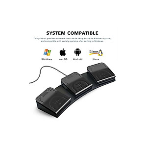 PCsensor USB Foot Pedal PC 3 Key Foot Pedal Customized Foot Switch Programmable Computer Keyboard Mouse for Video Game Control Office Work Sheet Music Page Turner Action Control HID (Photoelectric)