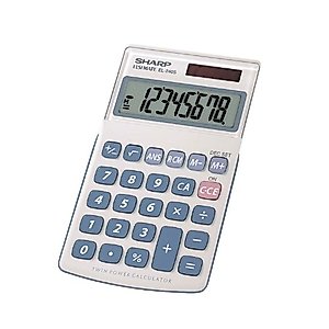 Sharp HO EL240SB 8 Digit Solar and Battery Powered Slant Display Calculator, White, 2 3/4 x 4 1/2 (EL240SAB)