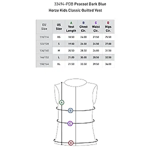 HORZE Kid's Unisex Quilted Softshell Lightweight Windproof Equestrian Riding Vest - Peacoat Dark Blue - M